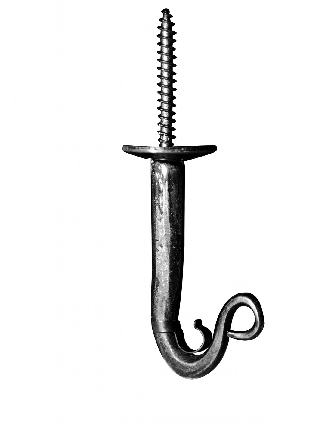 Support mural Tringle à Rideau en fer forgé main POTENCE 20cm